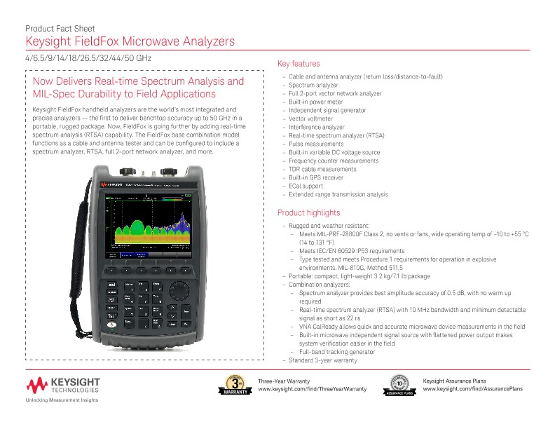 FieldFox Microwave Analyzers, 4/6.5/9/14/18/26.5/32/44/50 GHz – Product ...